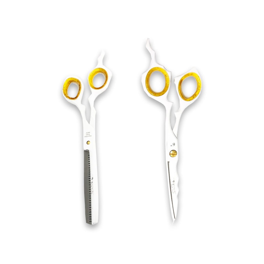 White & Gold Scissors – Visionary Barbers